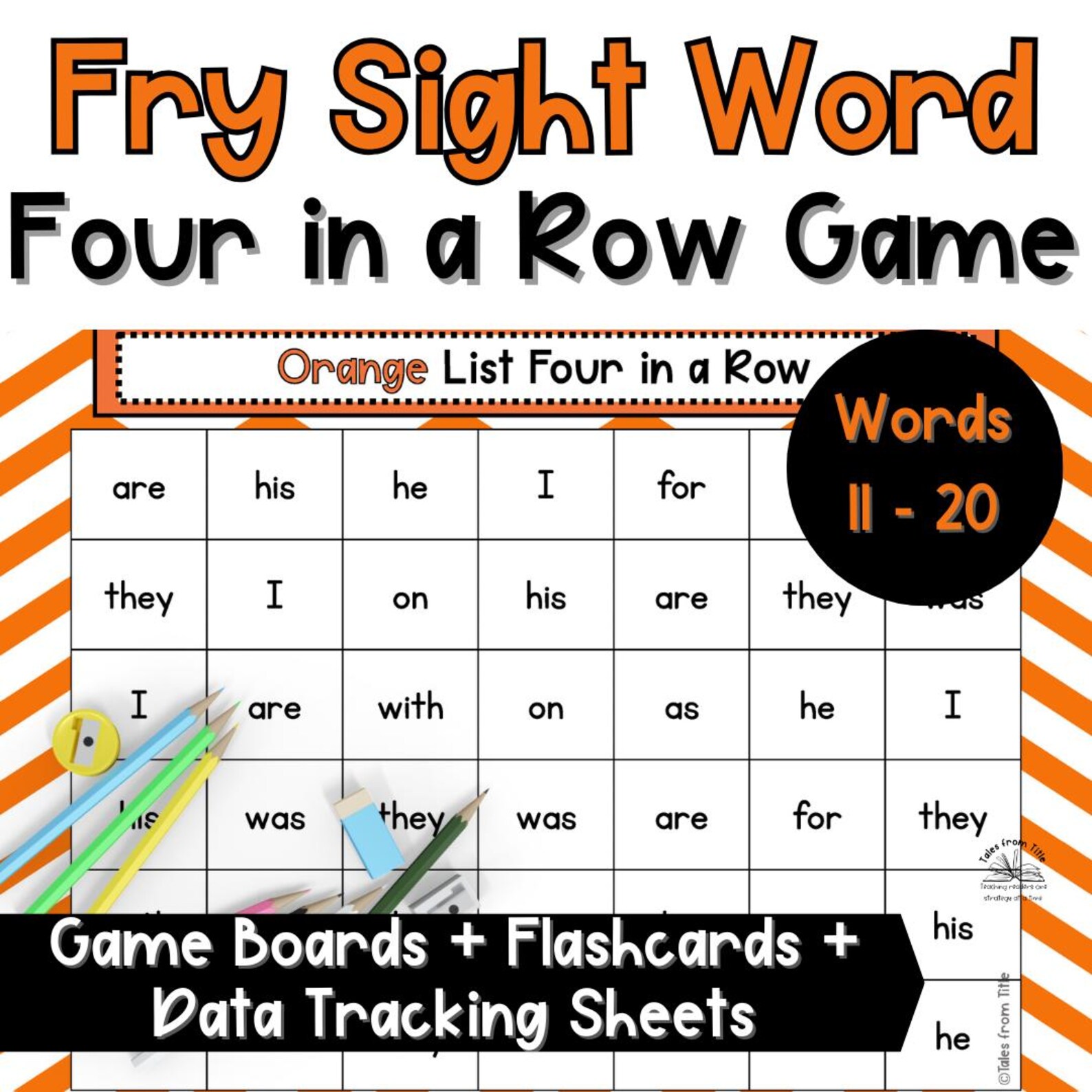 Fry Sight Words 11-20 Four in a Row Game | Printable & Editable Sight ...
