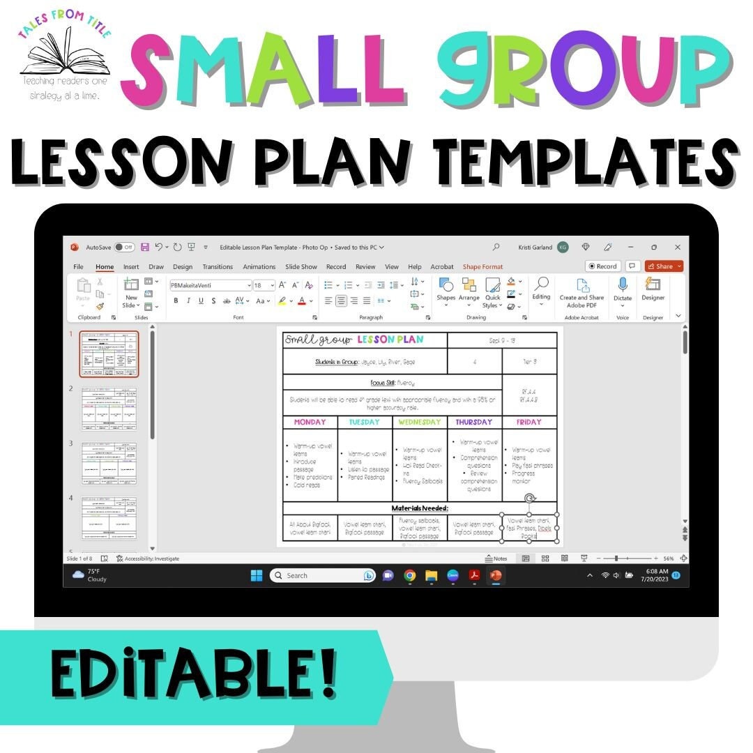 Editable Intervention & Small Group Lesson Plan Templates - Etsy