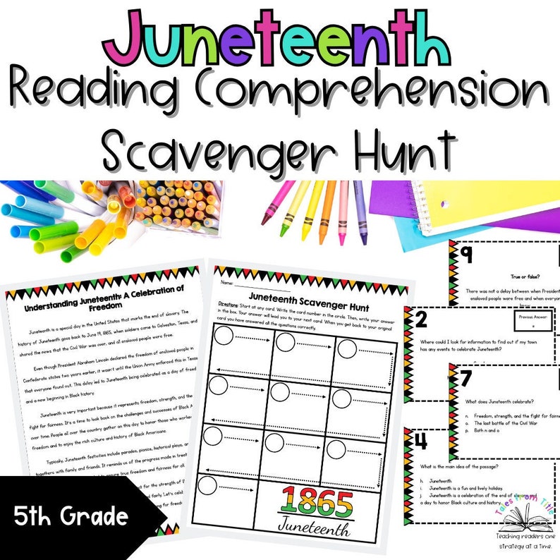 Juneteenth Nonfiction Reading Comprehension Scavenger Hunt Activity ...