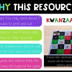Letter Identification & Sounds Intervention or Center Game - Kwanzaa ...