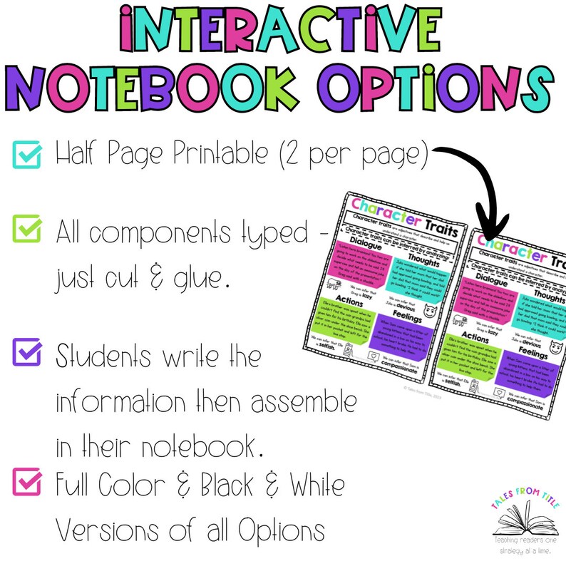 Character Traits Interactive Notebook Pages - Etsy