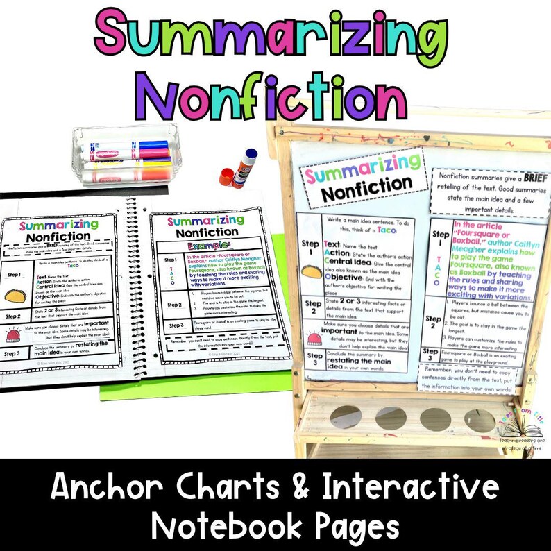 Summarizing Nonfiction Anchor Charts and Interactive Notebook Pages ...