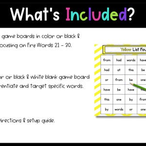 Fry's First 100 Sight Word Four in a Row Game: Words 21 - 30 ...