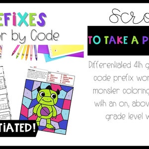 Differentiated Prefixes Color by Code Worksheets for Intermediate ...