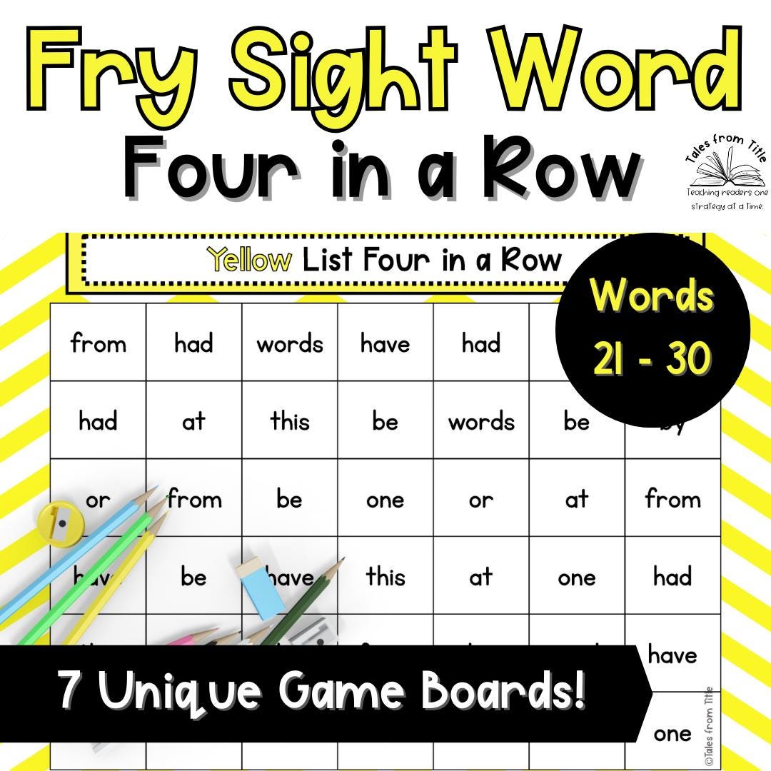 Fry's First 100 Sight Word Four in a Row Game: Words 21 - 30 ...