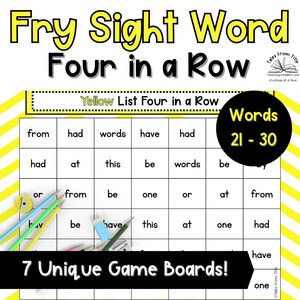Fry's First 100 Sight Word Four in a Row Game: Words 21 - 30 ...