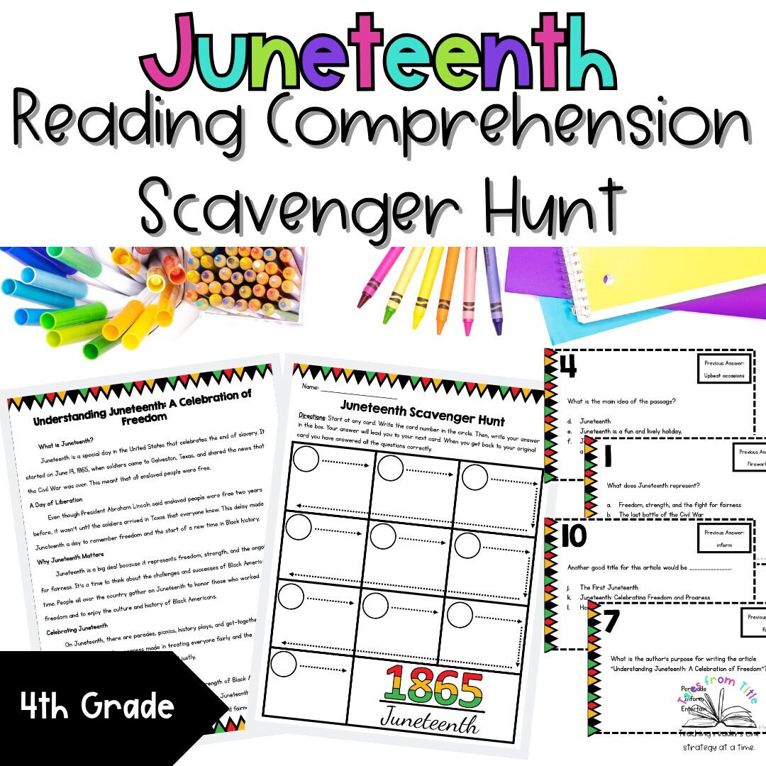 Juneteenth Nonfiction Reading Comprehension Scavenger Hunt Activity ...