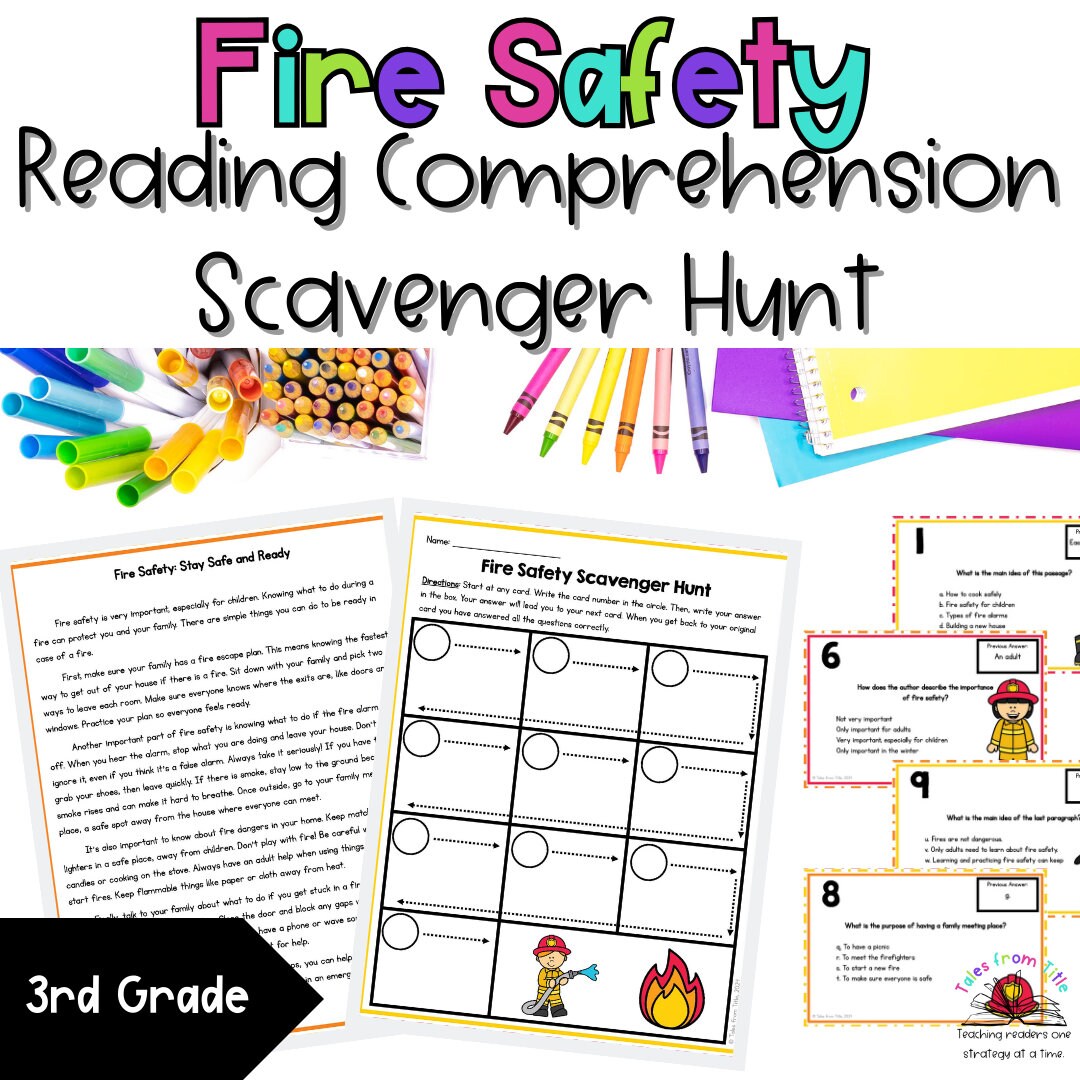 3rd Grade Fire Safety Nonfiction Reading Comprehension Scavenger Hunt ...