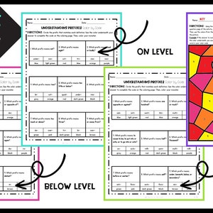 Differentiated Prefixes Color by Code Worksheets for Intermediate ...