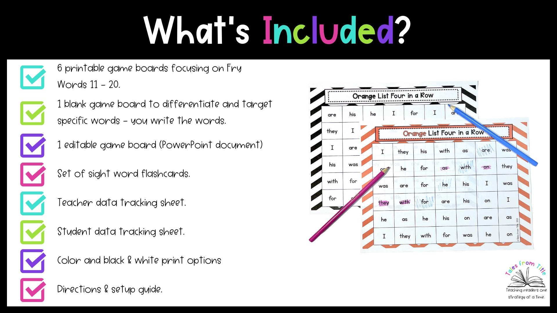 Fry Sight Words 11-20 Four in a Row Game | Printable & Editable Sight ...