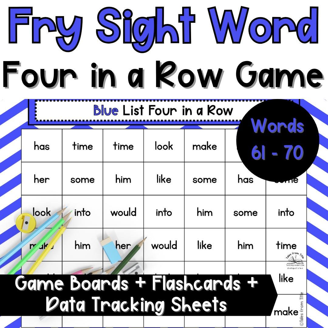 Fry Sight Words 61-70 Four in a Row Game | Printable & Editable Sight ...