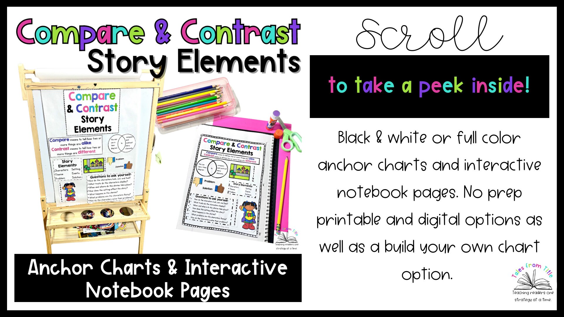 Compare and Contrast Story Elements Anchor Charts and Interactive ...