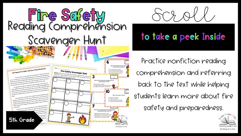 5th Grade Fire Safety Nonfiction Reading Comprehension Scavenger Hunt ...