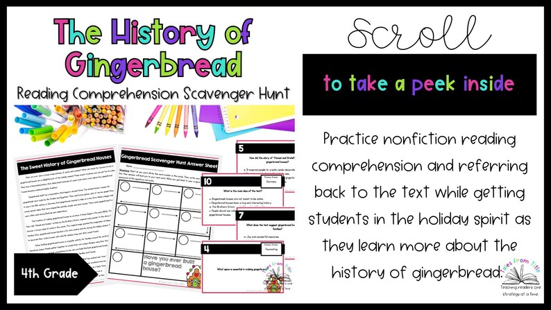 4th Grade History of Gingerbread Houses: Nonfiction Comprehension ...
