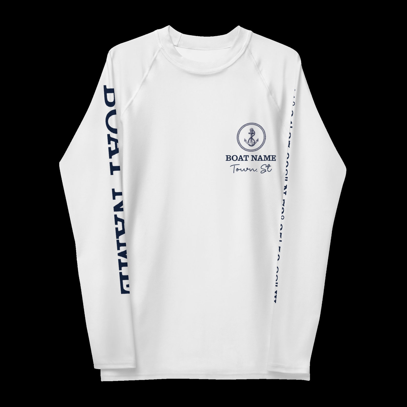 Custom Boat Name and Logo Rash-guard - Add Your Own Boat Logo and Boat ...