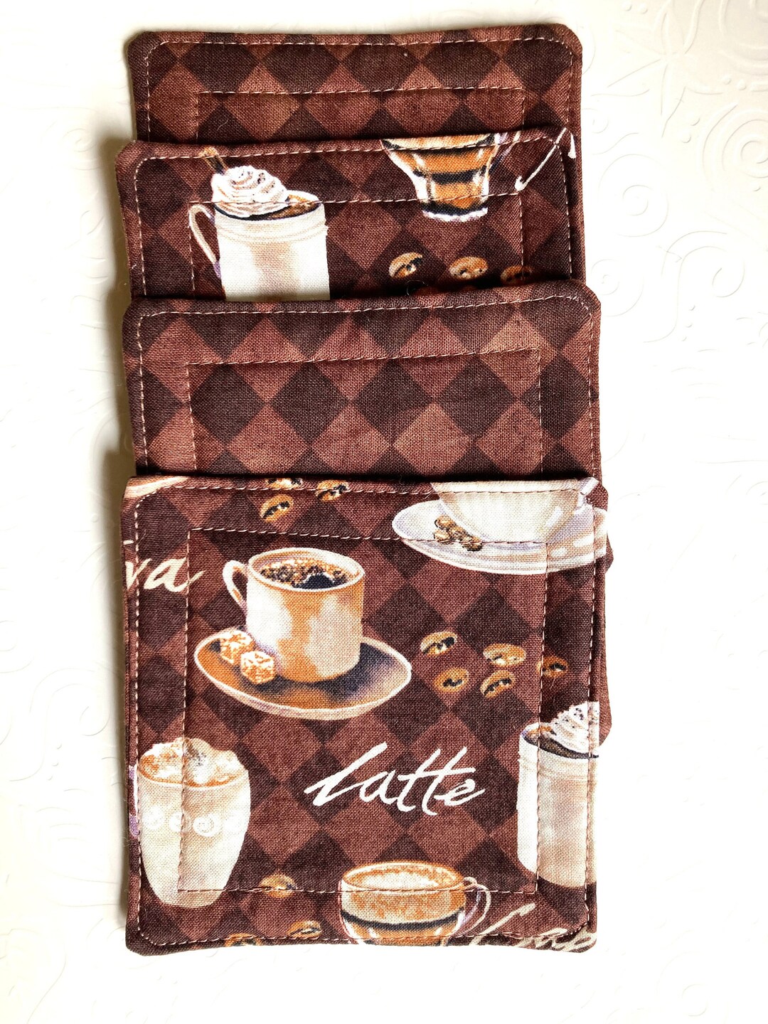 Quilted Coffee Coasters Set of 4 Handmade Gift - Etsy