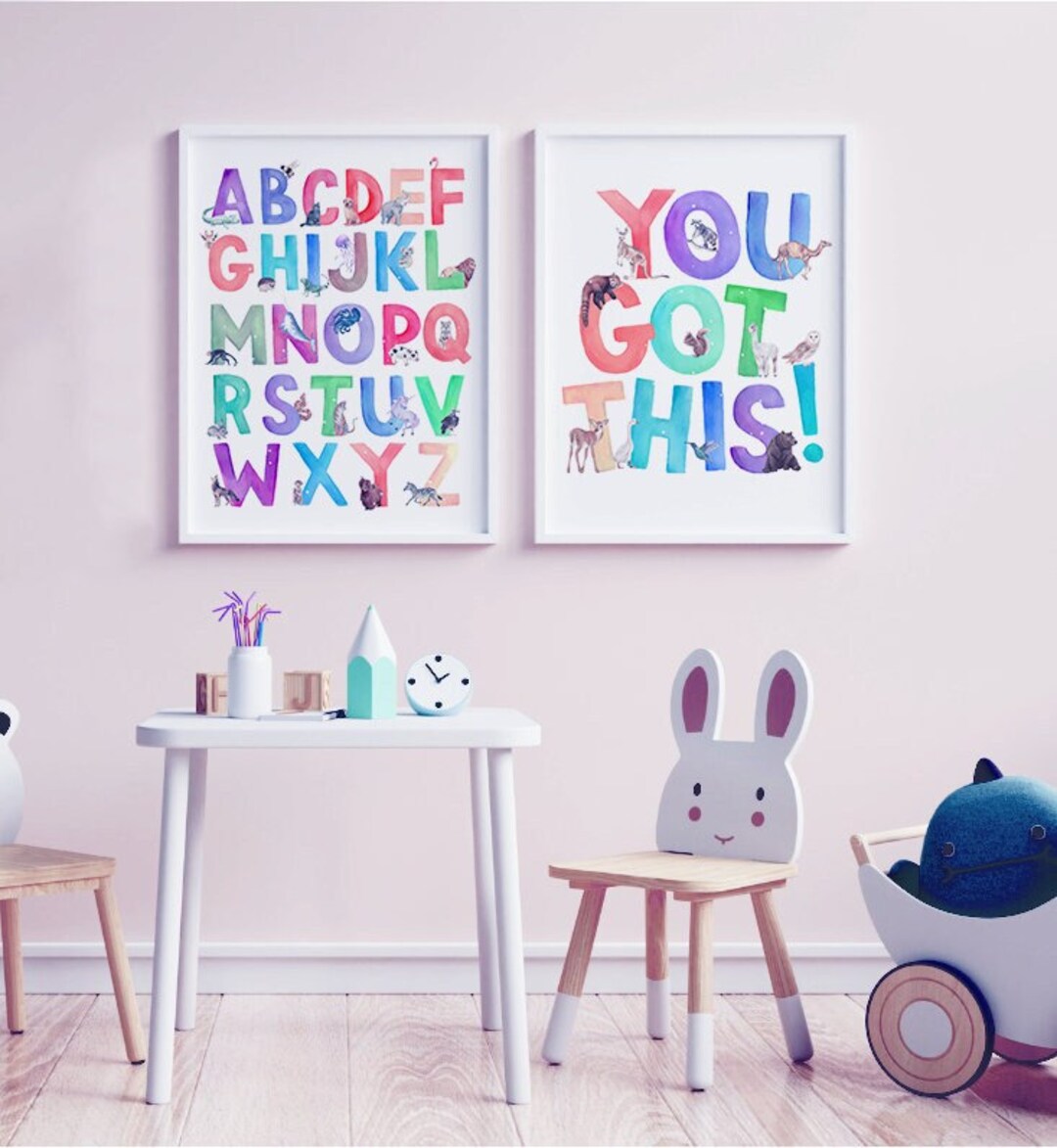 4 Alphabet and Affirmational Posters Educational Wall Art Printable ...