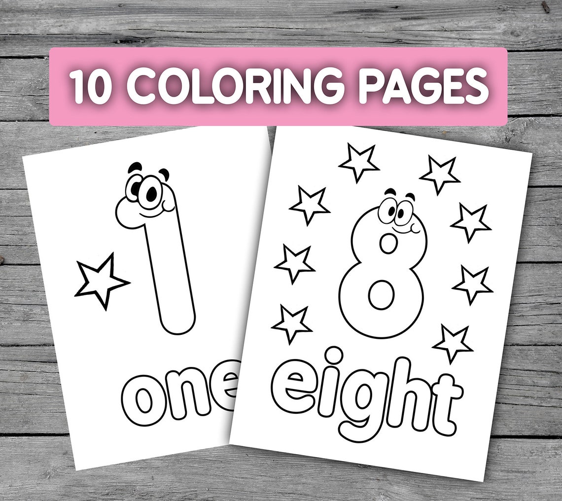1 - 10 Numbers Printable Coloring Page Worksheets for Preschool ...