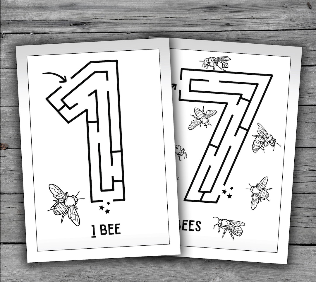11 Printable Number Maze Coloring Page Worksheets for Kids: Preschool ...