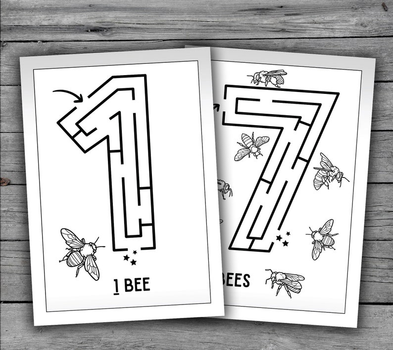11 Printable Number Maze Coloring Page Worksheets for Kids: Preschool ...