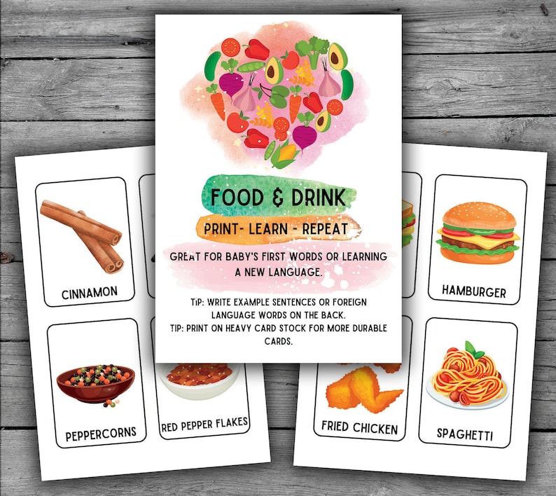 248 Food Flashcards for Kids and Toddlers Printable Cards for ...