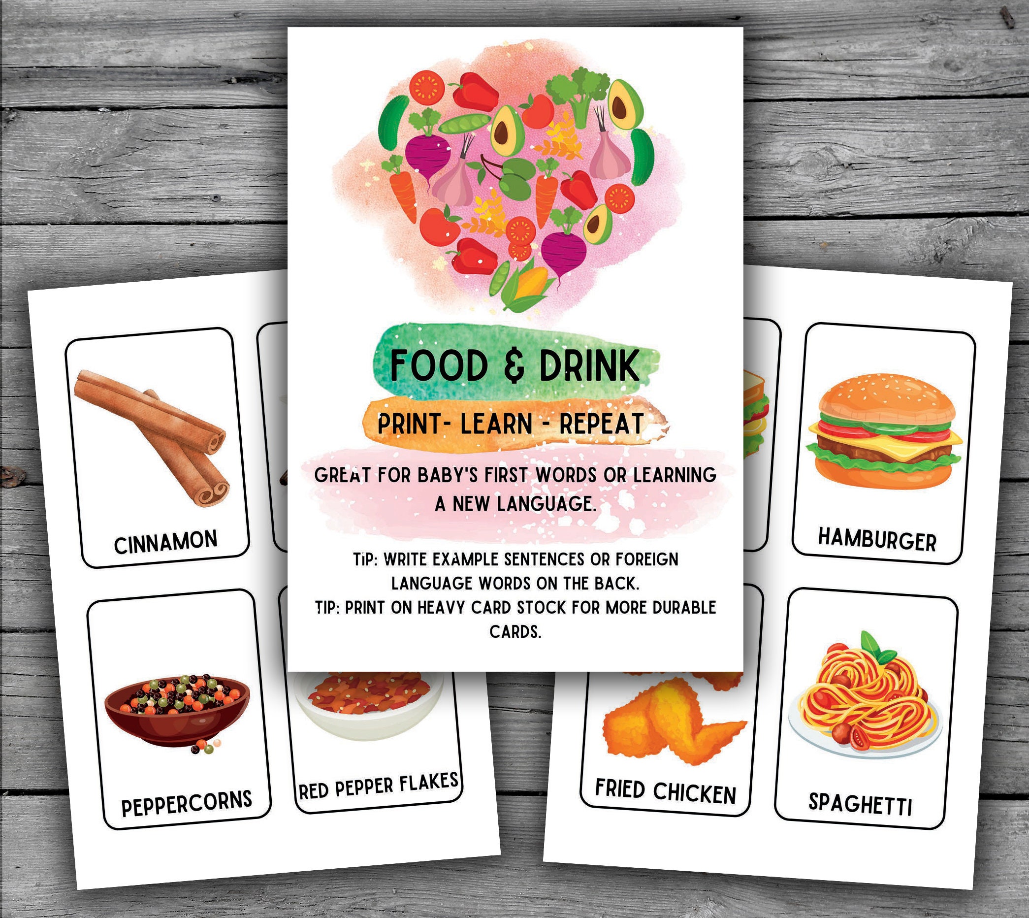 248 Food Flashcards for Kids and Toddlers Printable Cards for ...