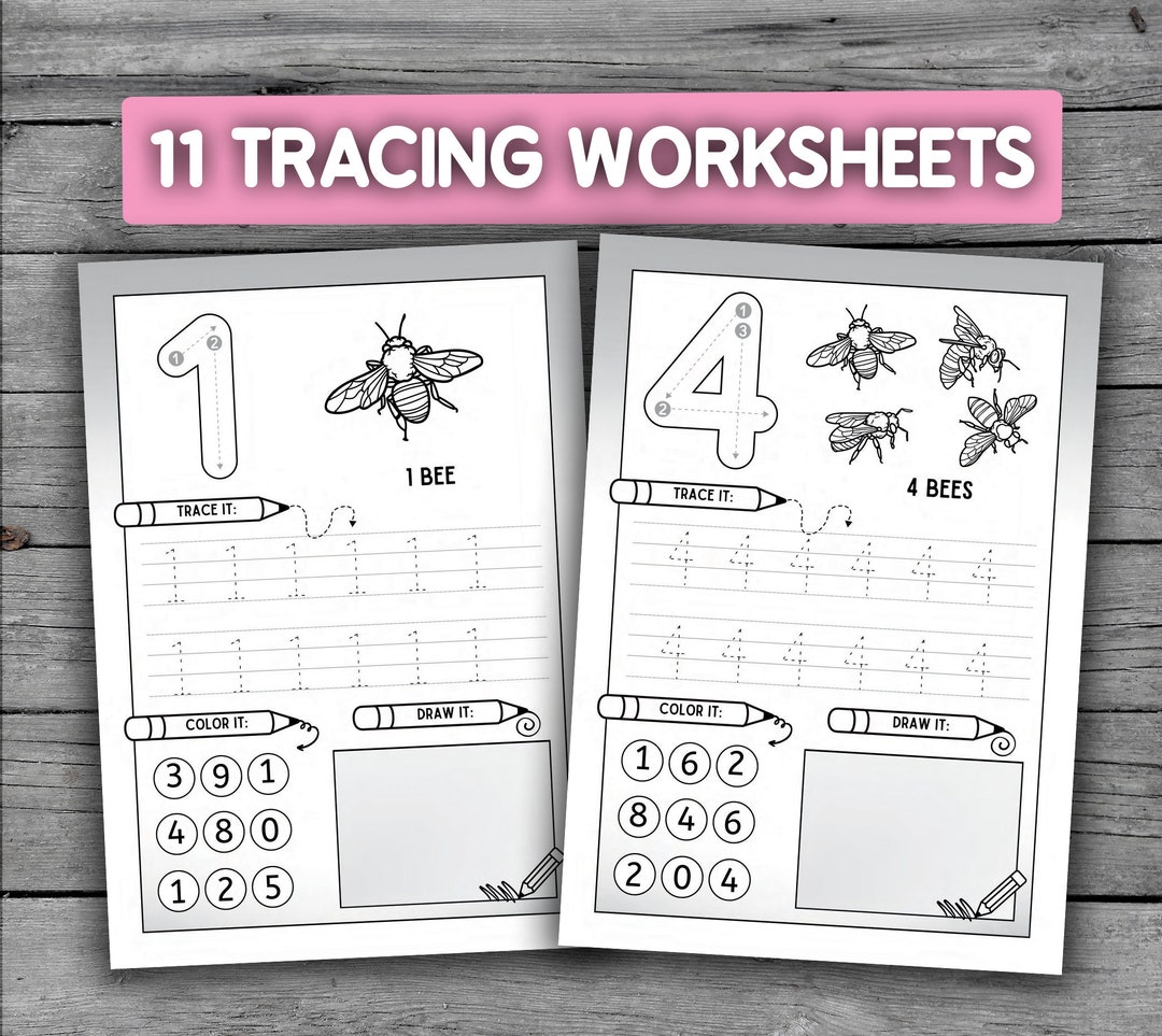 11 Printable Number Tracing Worksheets for Kids Number Recognition and ...