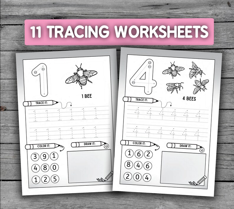 11 Printable Number Tracing Worksheets for Kids Number Recognition and ...