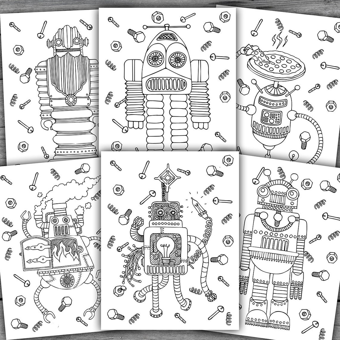 20 Printable Kids Robot Coloring Page Worksheets Activity - Etsy