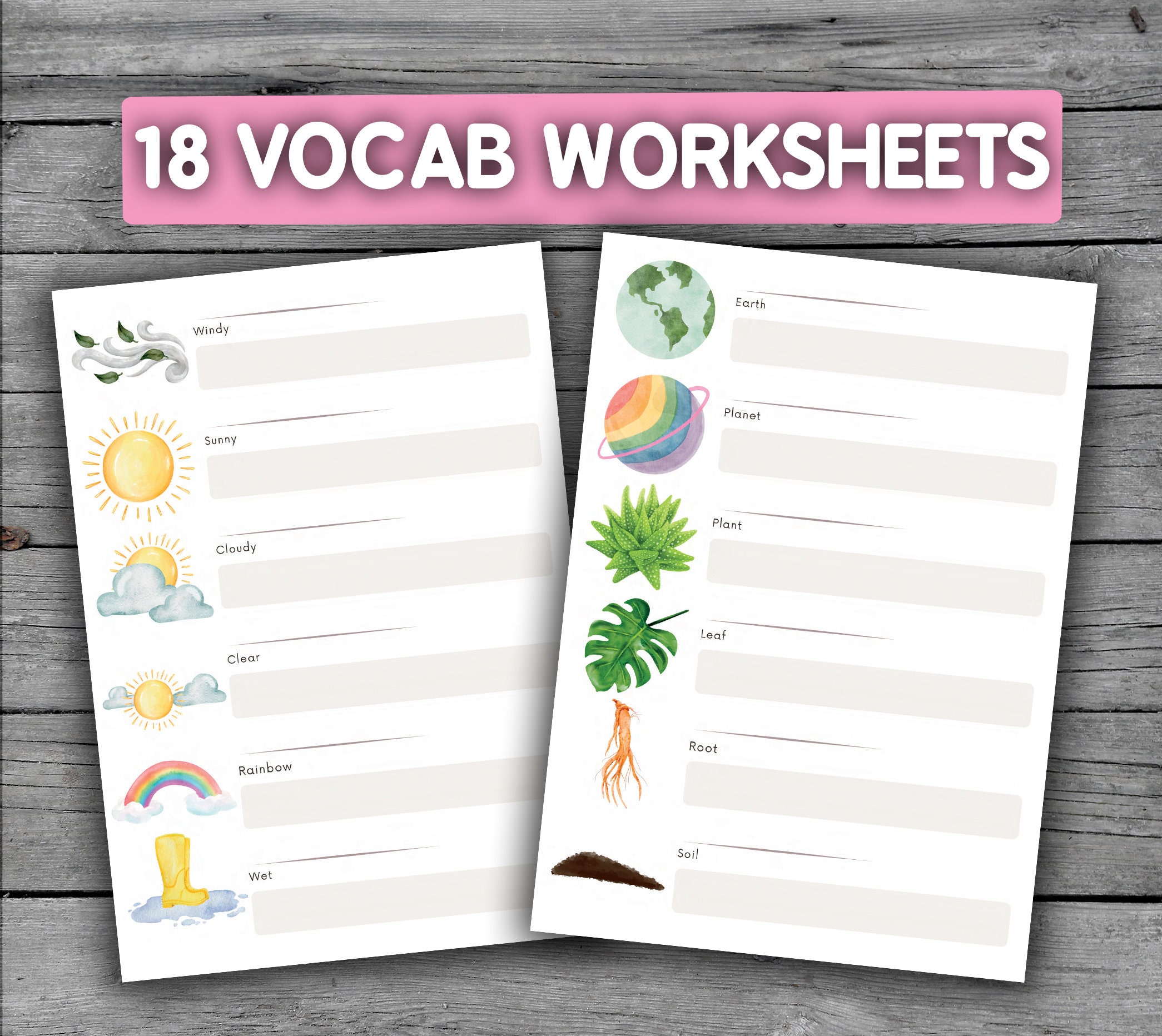 18 Printable Worksheets of Nature and Weather for Toddlers Vocabulary ...