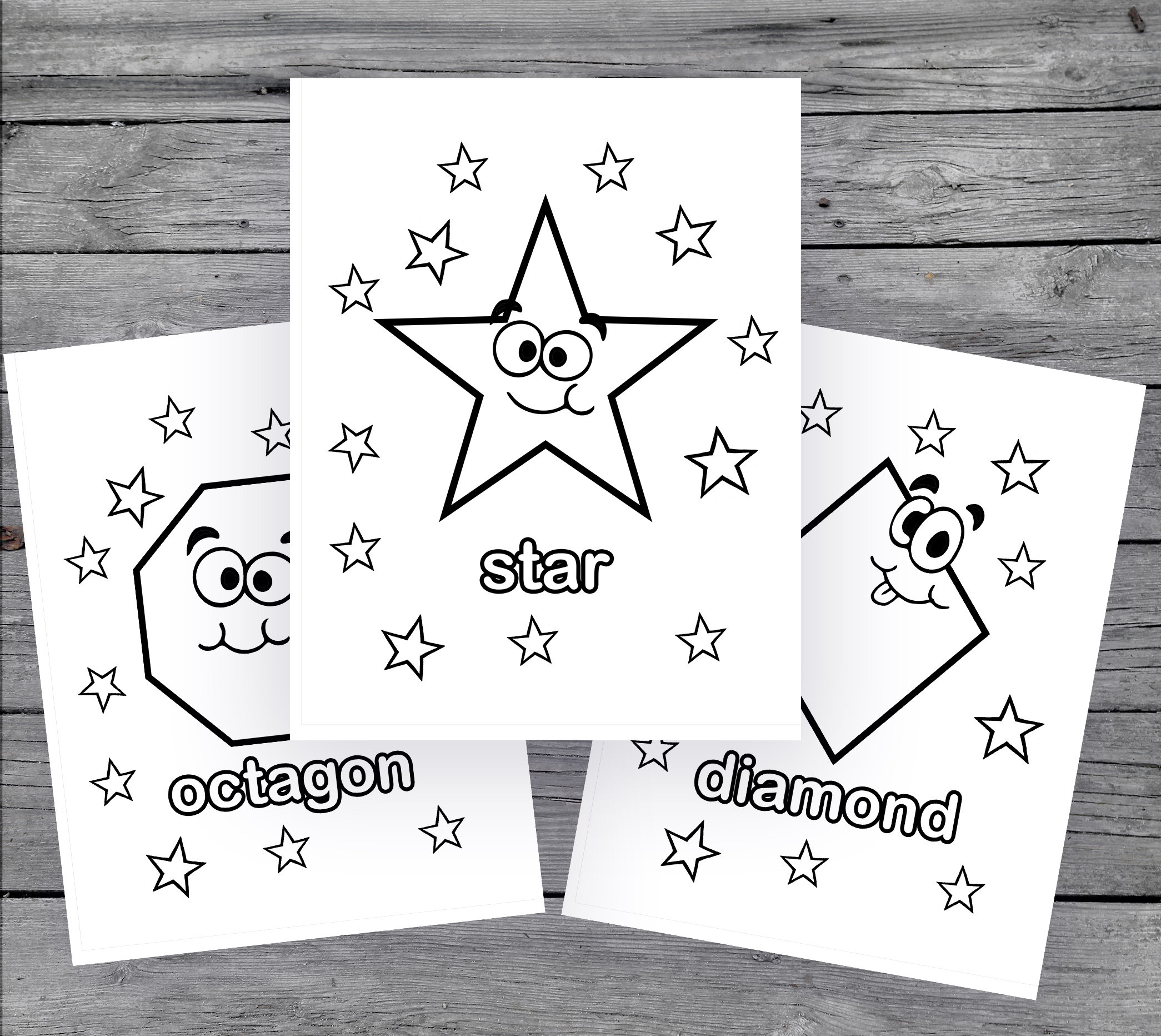 11 Printable Shapes Coloring Pages Worksheets for Kids: - Etsy Australia