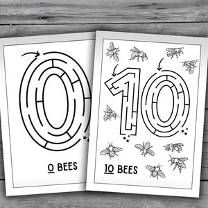 11 Printable Number Maze Coloring Page Worksheets for Kids: Preschool ...