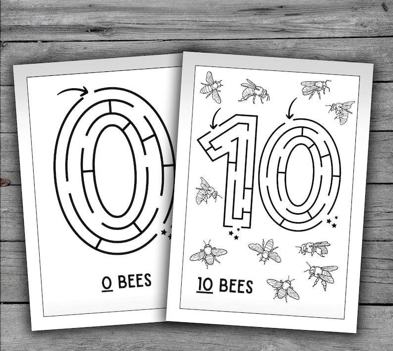 11 Printable Number Maze Coloring Page Worksheets for Kids: Preschool ...