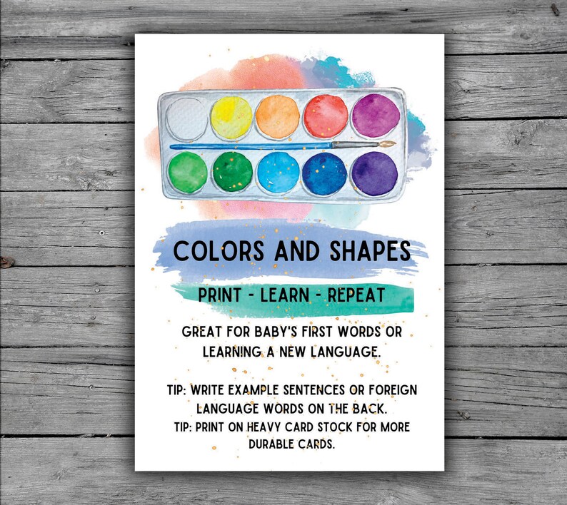 56 Printable Flashcards of Colors and Shapes for Toddlers Vocabulary ...