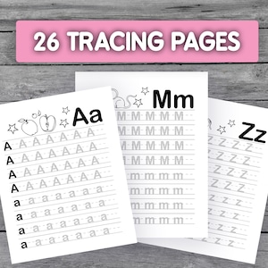 26 Printable Alphabet Tracing Coloring Page Worksheets for Kids ...