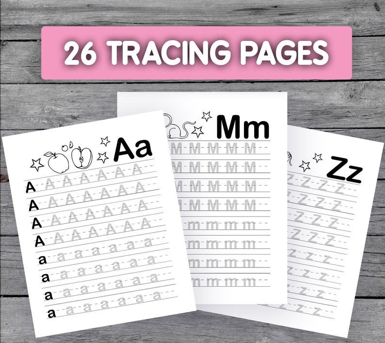 26 Printable Alphabet Tracing Coloring Page Worksheets for Kids ...