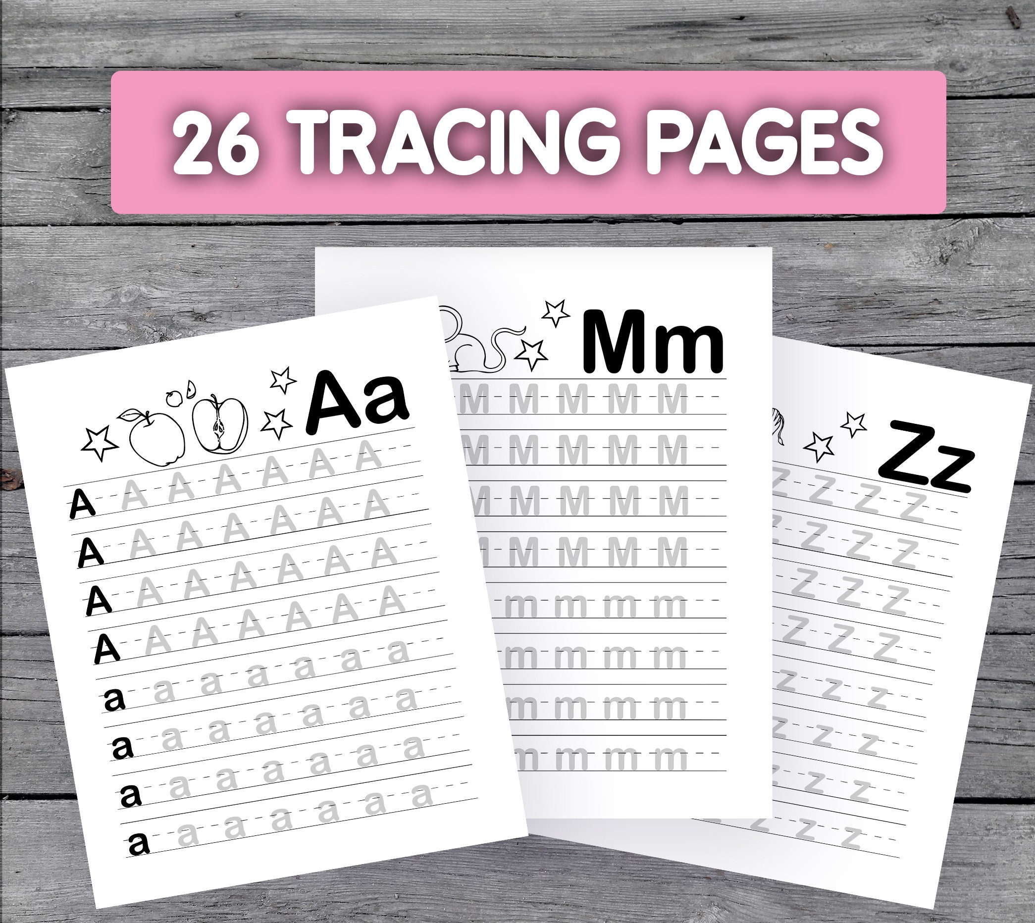 26 Printable Alphabet Tracing Coloring Page Worksheets for Kids ...