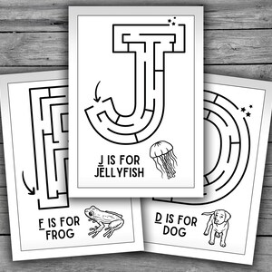 26 Printable Alphabet Maze Coloring Page Worksheets for Kids: Preschool ...