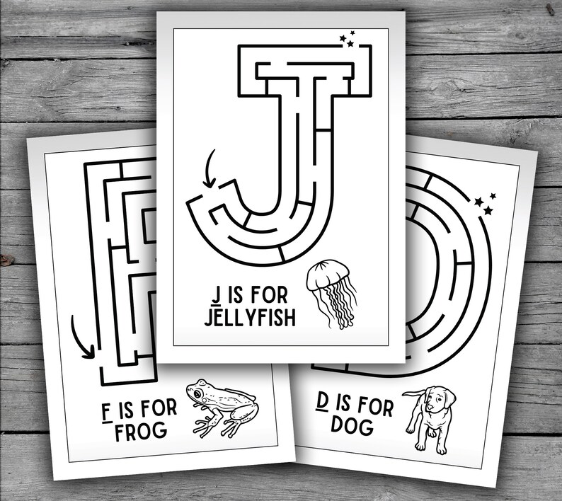 26 Printable Alphabet Maze Coloring Page Worksheets for Kids: Preschool ...