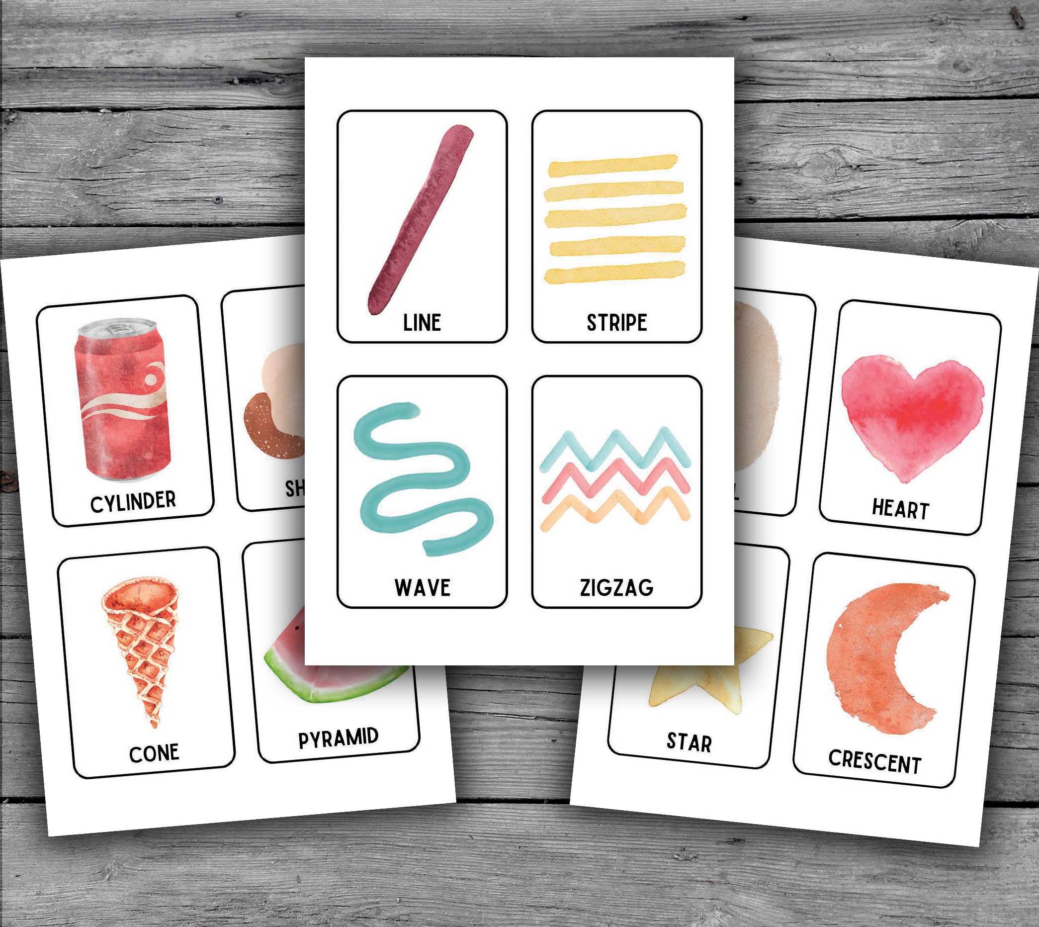 56 Printable Flashcards of Colors and Shapes for Toddlers Vocabulary ...