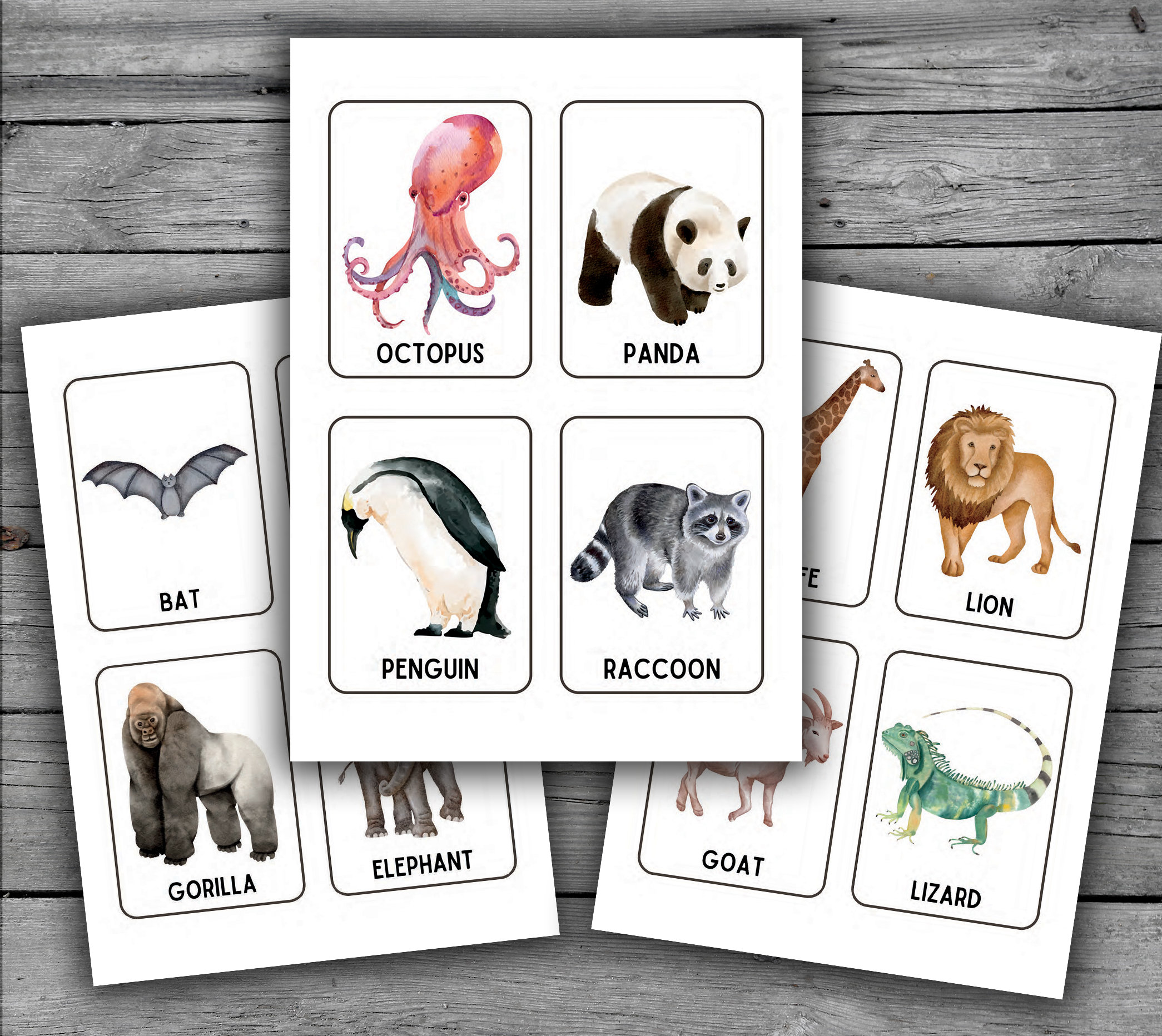 80 Animal Flashcards for Kids and Toddlers Printable Cards for ...