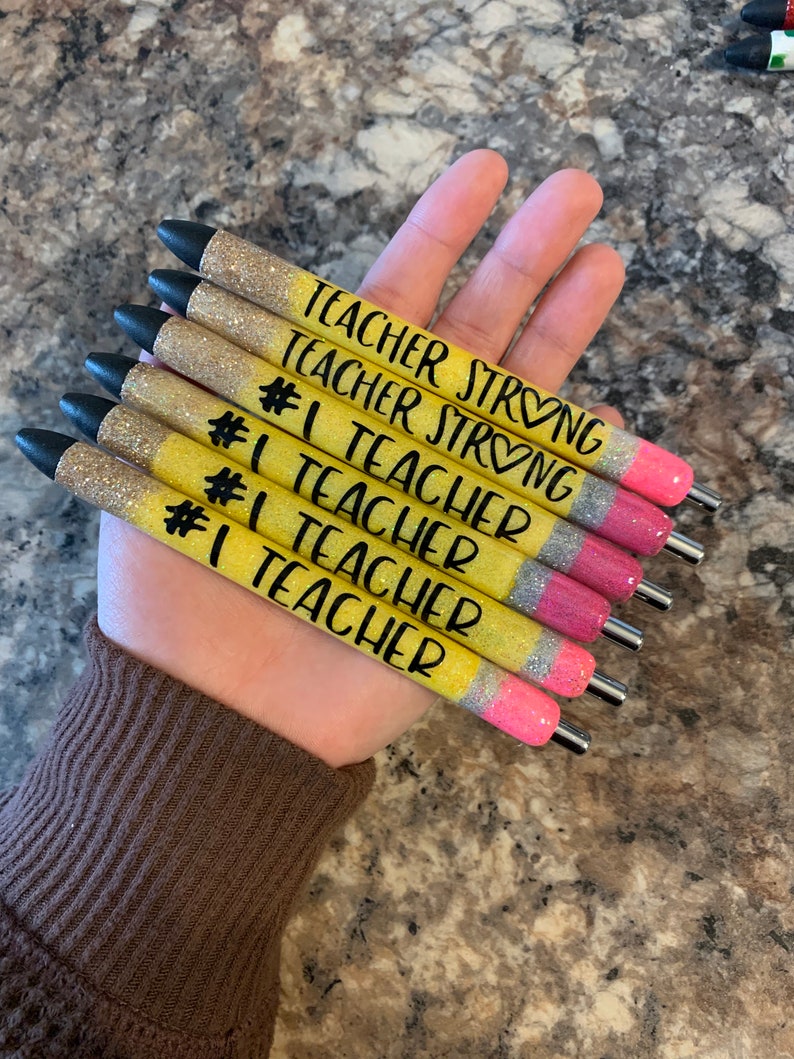Custom Teacher Pencil Epoxy Pens - Etsy