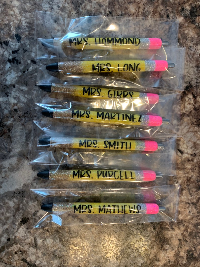 Custom Teacher Pencil Epoxy Pens - Etsy