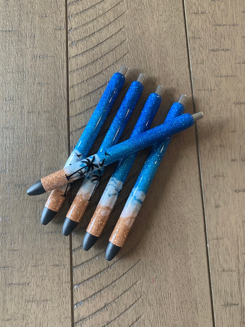 Custom Beach Wave/ Palm Tree Epoxy Pens - Etsy