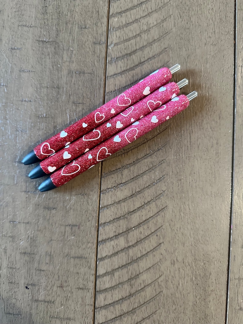 Custom Heart Epoxy Pen on Red and Pink Ombré - Etsy