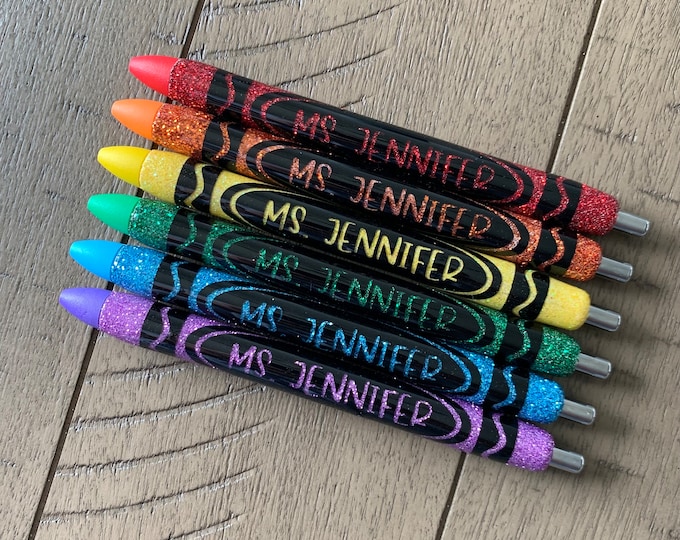 Custom Teacher Crayola Crayon Epoxy Pens - Etsy