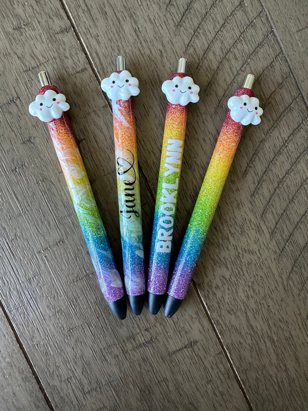 Custom Rainbow Cloud Name Epoxy Pen With Cloud Charm - Etsy