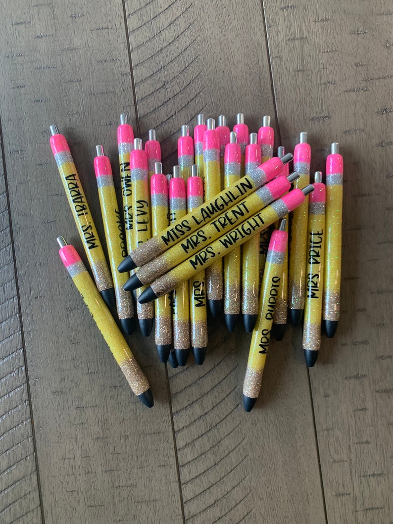 Custom Teacher Pencil Epoxy Pens - Etsy