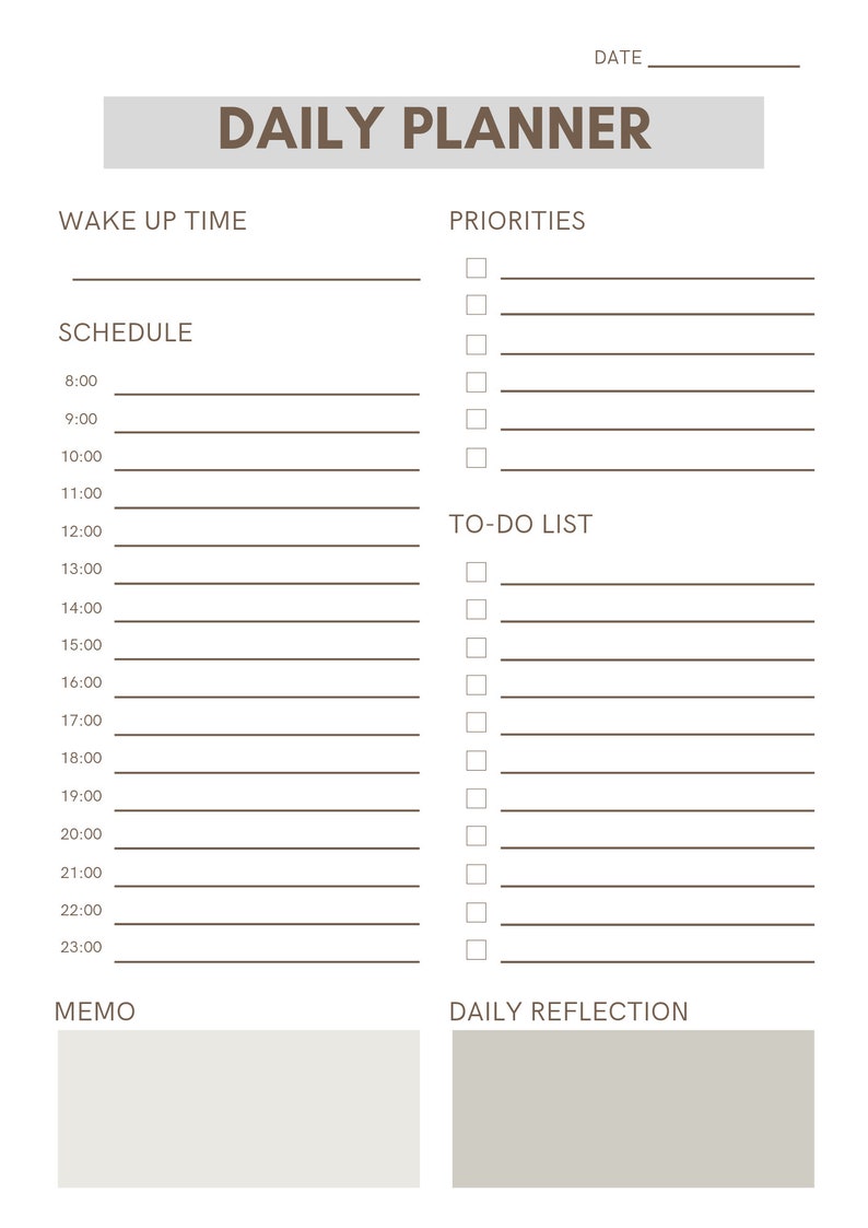Daily Planner, Hourly Schedule Planner, Printable Planner, Digital ...