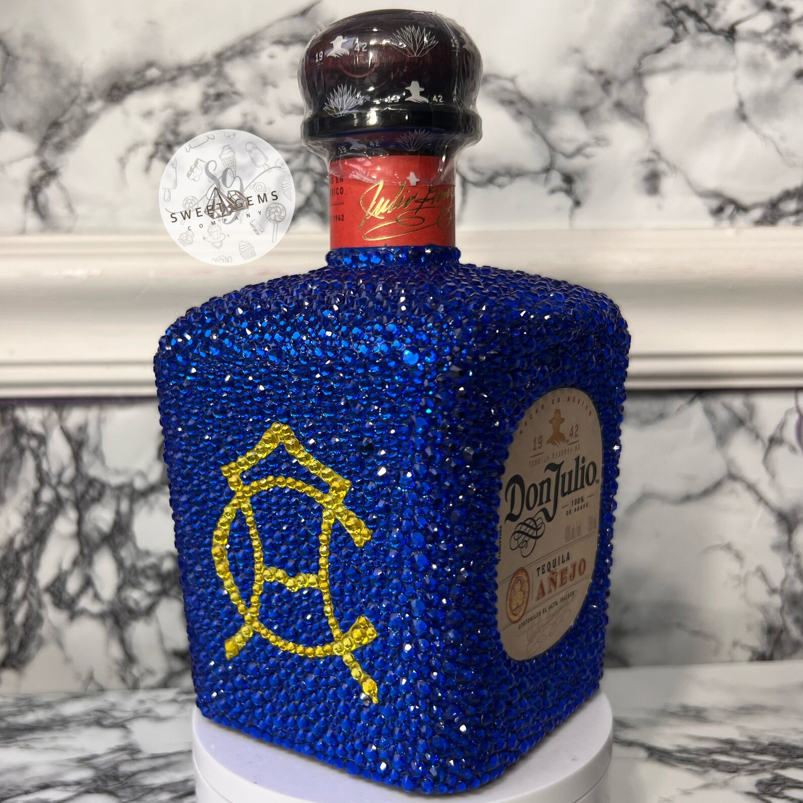 Bedazzled Tequila Bottle 750ml (EMPTY), Club America Bottle, Azul Crema ...